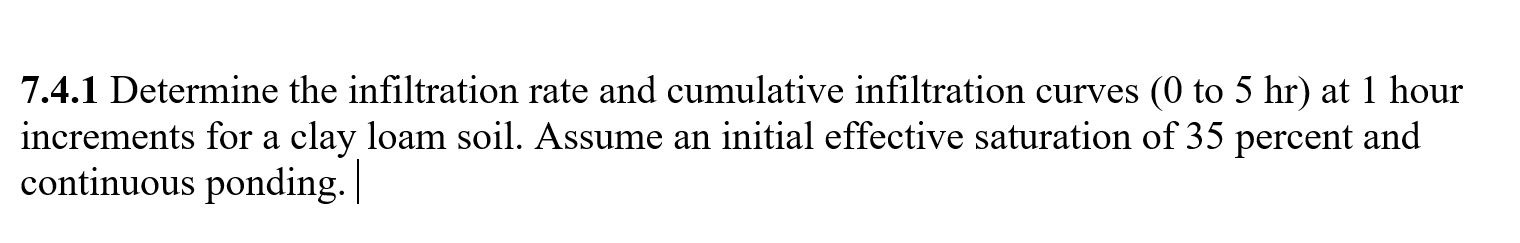 Solved 7.4.1 Determine the infiltration rate and cumulative | Chegg.com