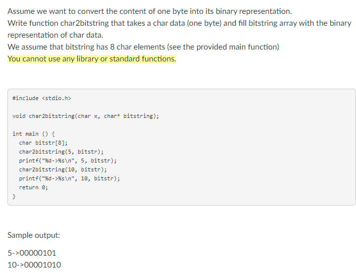 Solved Assume we want to convert the content of one byte | Chegg.com