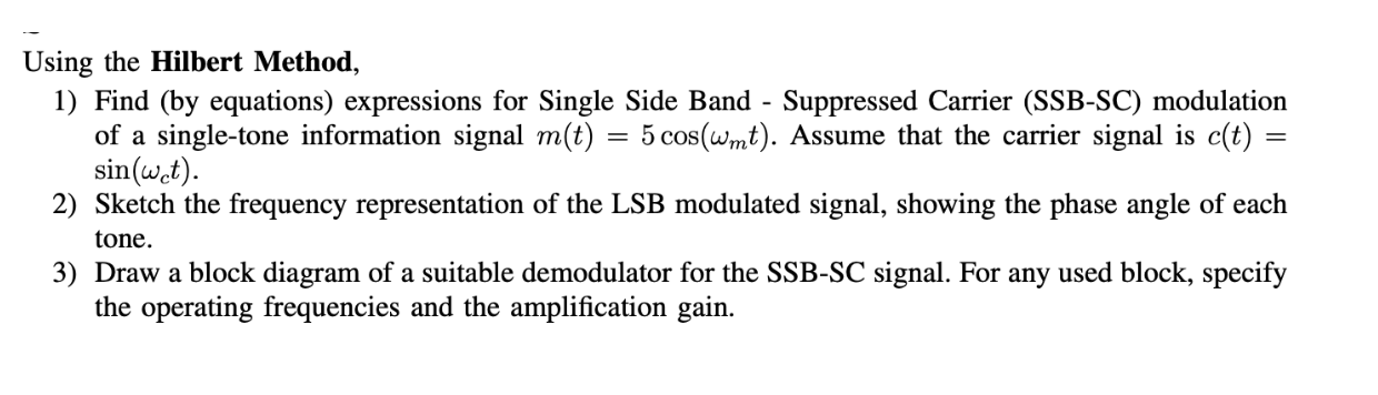 Using the Hilbert Method, 1) Find (by equations) | Chegg.com