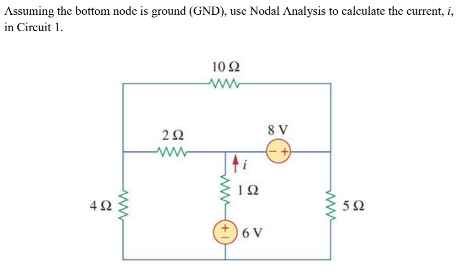 Solved Assuming the bottom node is ground (GND), use Nodal | Chegg.com