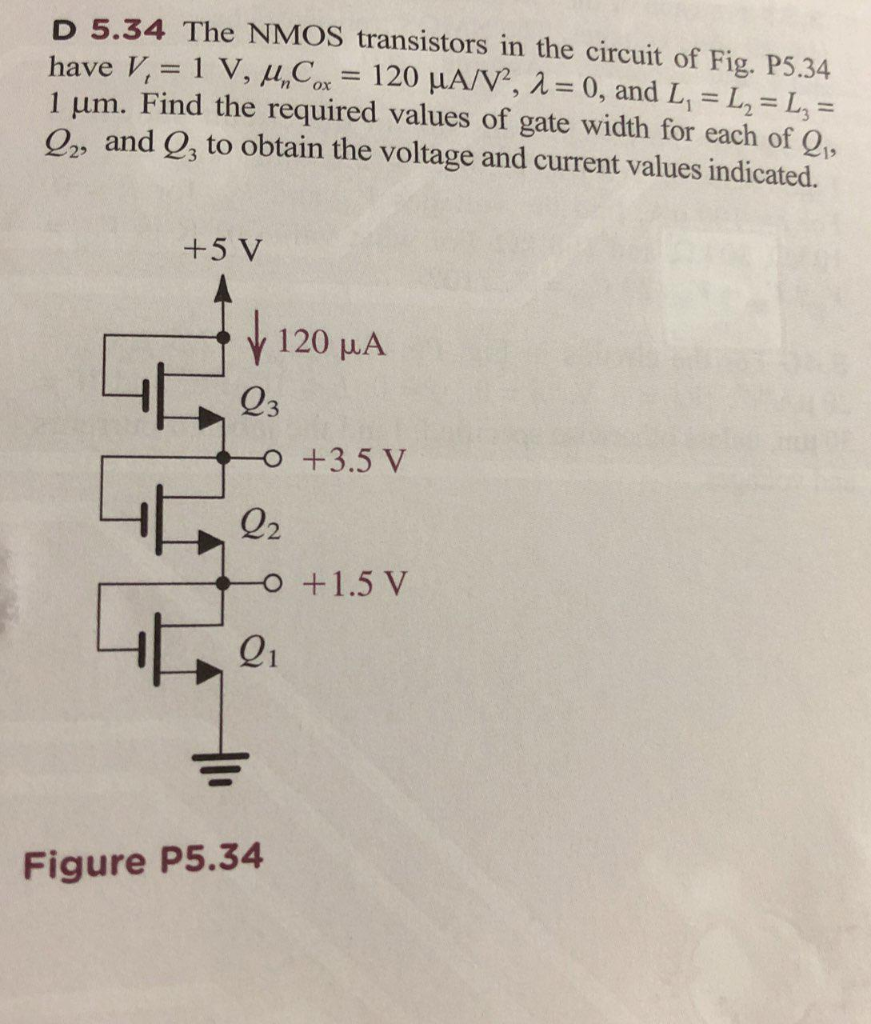 Solved D 5.34 The NMOS transistors in the circuit of Fig. | Chegg.com