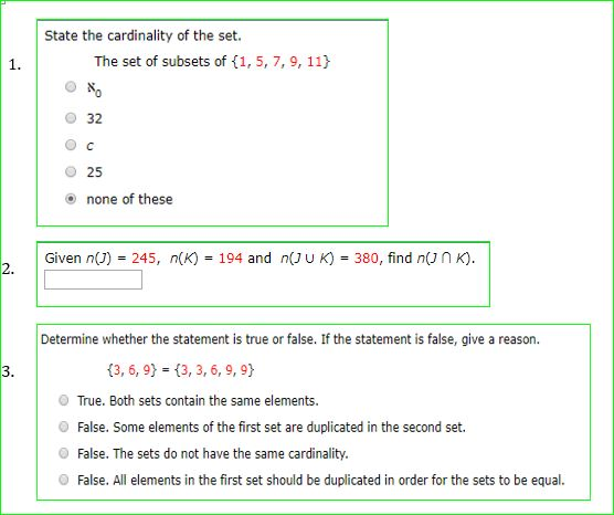 Solved State the cardinality of the set. 1. The set of | Chegg.com