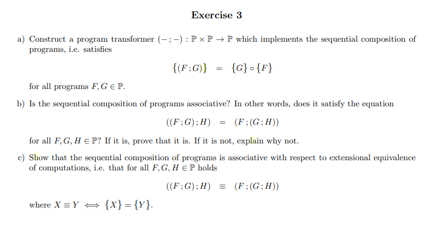 Exercise 3 a) Construct a program transformer | Chegg.com