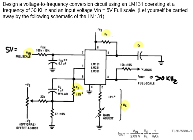 Solved Design a voltage-to-frequency conversion circuit | Chegg.com
