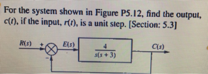 Solved For the system shown in Figure P5.12, find the | Chegg.com