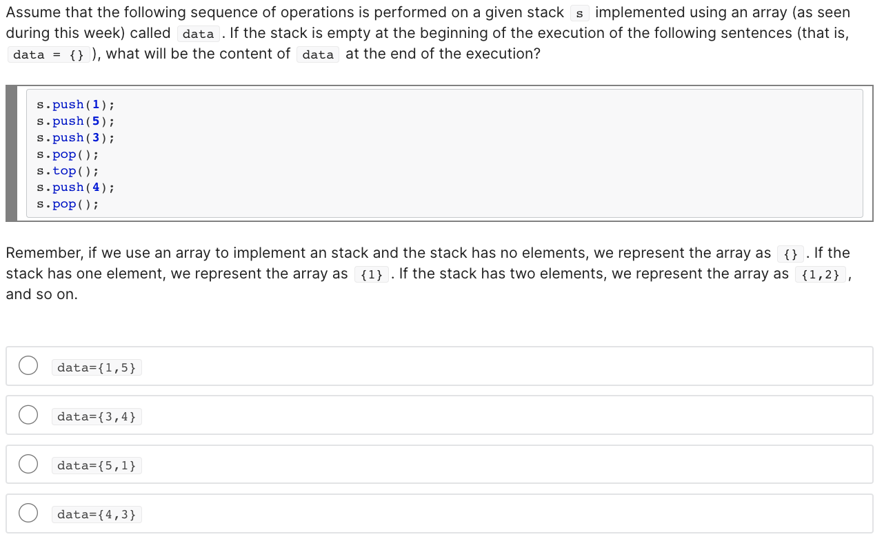 Solved Assume that the following sequence of operations is | Chegg.com