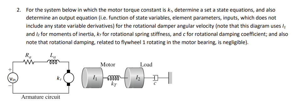 Solved 2. For the system below in which the motor torque | Chegg.com