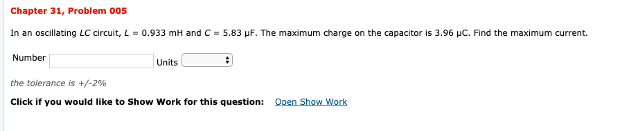 Solved Chapter 31, Problem 005 In an oscillating LC circuit, | Chegg.com