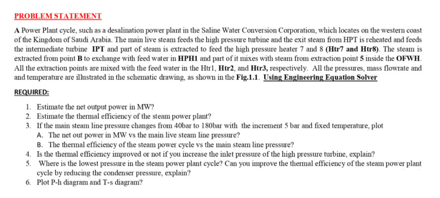 Solved PROBLEM STATEMENT A Power Plant cycle, such as a | Chegg.com