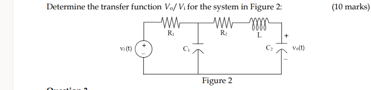 Solved Determine the transfer function V_(o)//V_(i) for the | Chegg.com
