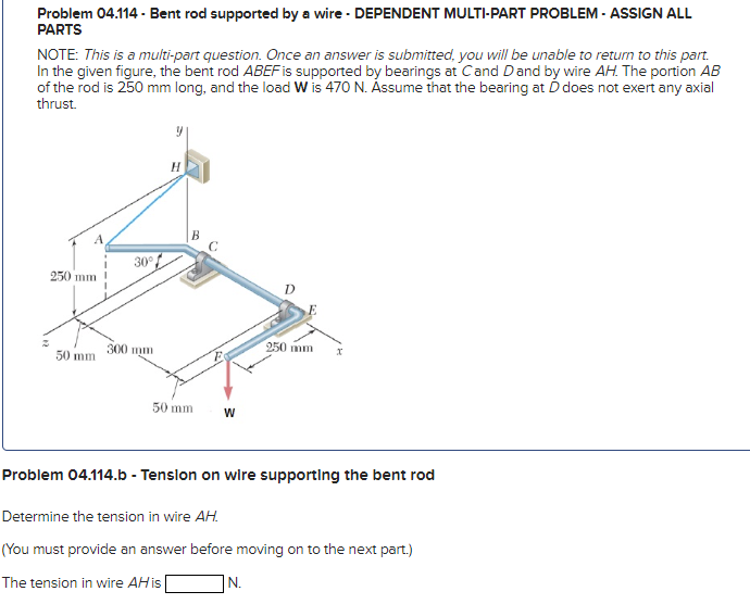 Solved Problem 04.114 - ﻿Bent rod supported by a wire - | Chegg.com