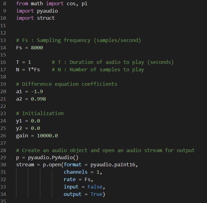 Solved 8 from math import cos, pi import pyaudio import | Chegg.com