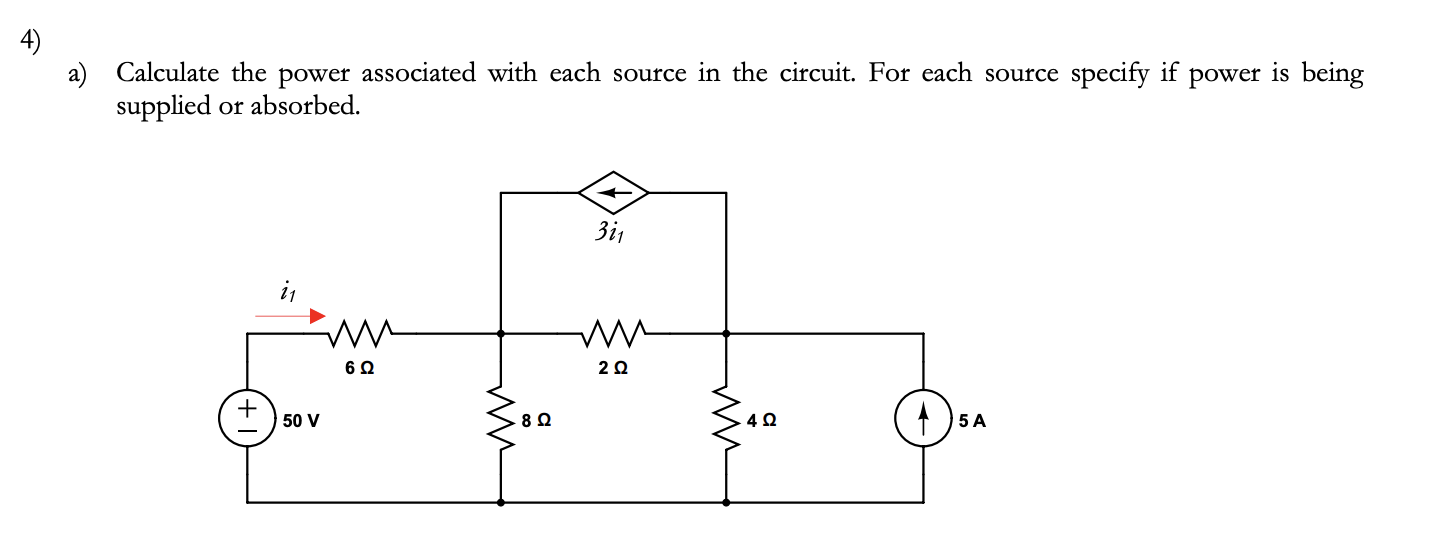 Solved a) Calculate the power associated with each source in | Chegg.com