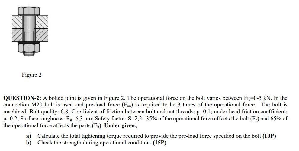 Figure 2 QUESTION-2: A bolted joint is given in | Chegg.com