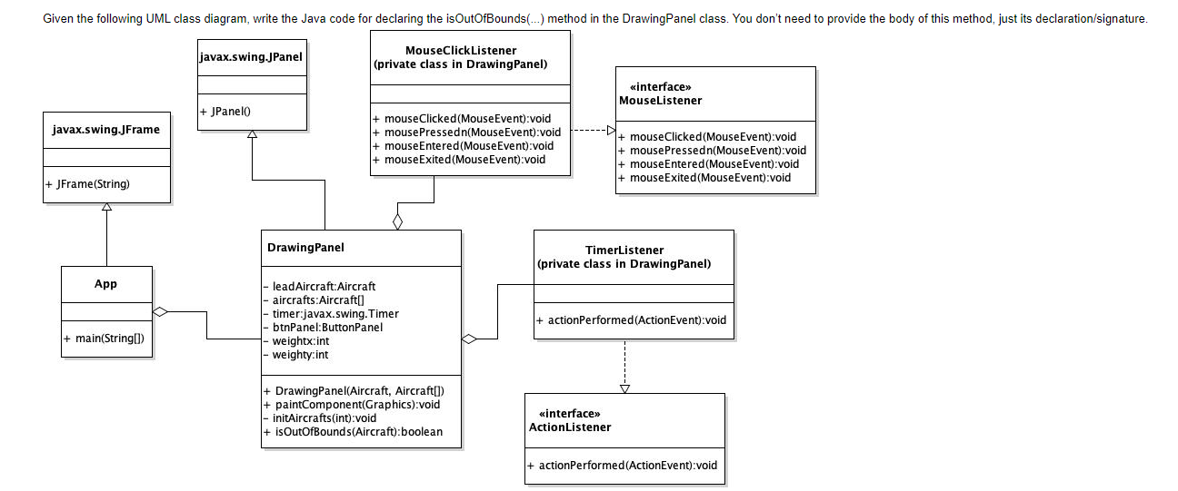 Solved Given the following UML class diagram, write the Java | Chegg.com