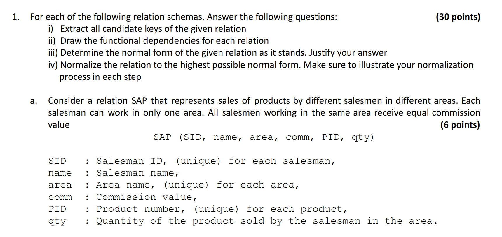 Solved 1. For each of the following relation schemas, Answer | Chegg.com