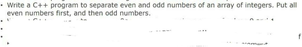 Solved • Write a C++ program to separate even and odd | Chegg.com