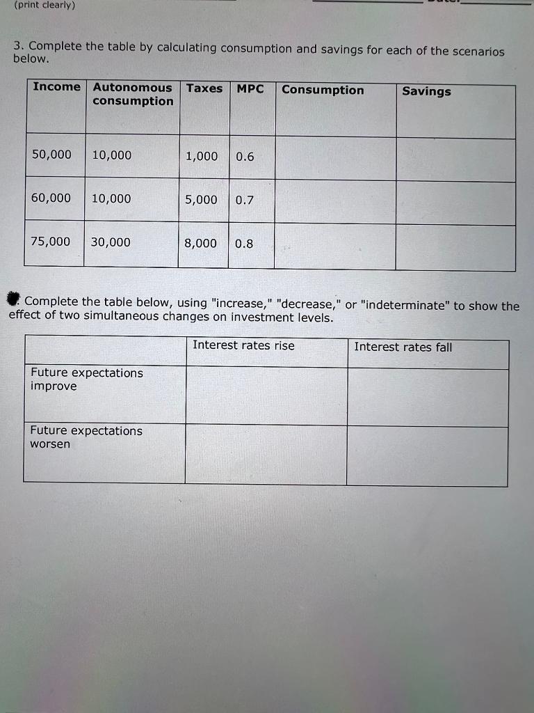 Solved 3. Complete the table by calculating consumption and | Chegg.com