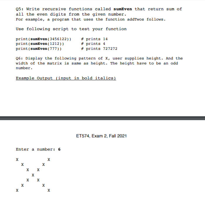 Solved 05 Write Recursive Functions Called Sumeven That 5352