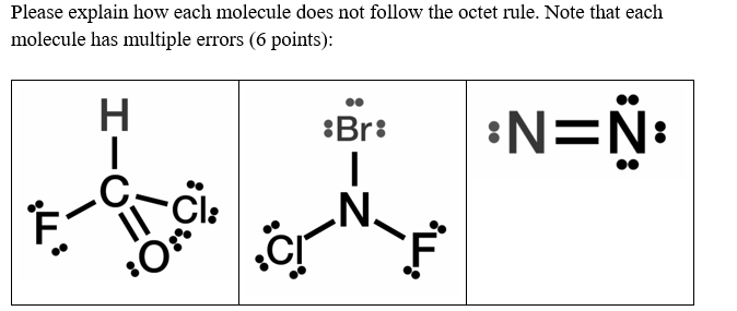 Solved Please explain how each molecule does not follow the | Chegg.com