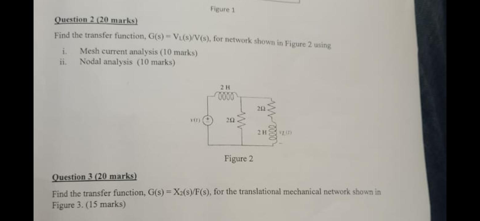 Solved Find the transfer function, G(s)=VL( s)/V(s), for | Chegg.com