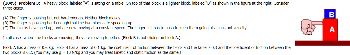 Solved (10%) Problem 3: A heavy block, labeled " A ", is | Chegg.com