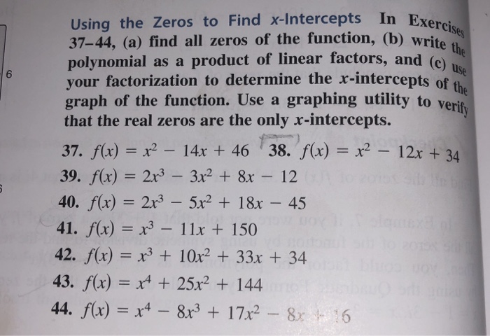 Solved Using the Zeros to Find x-Intercepts In Exer 37-44, | Chegg.com