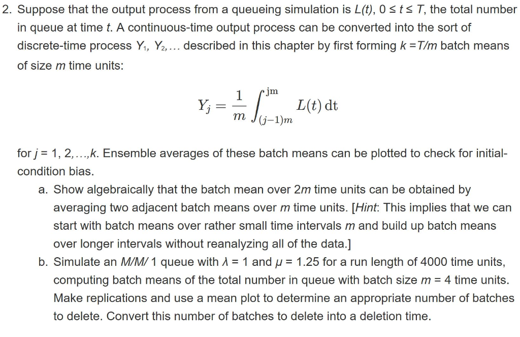 2. Suppose that the output process from a queueing | Chegg.com