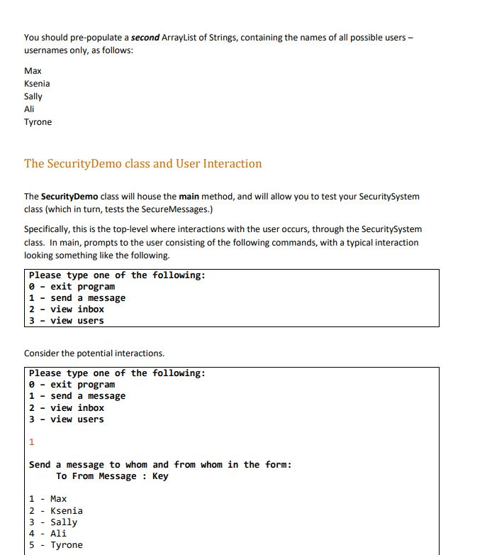 Solved The Securemessage Class The Secure Message Class Will