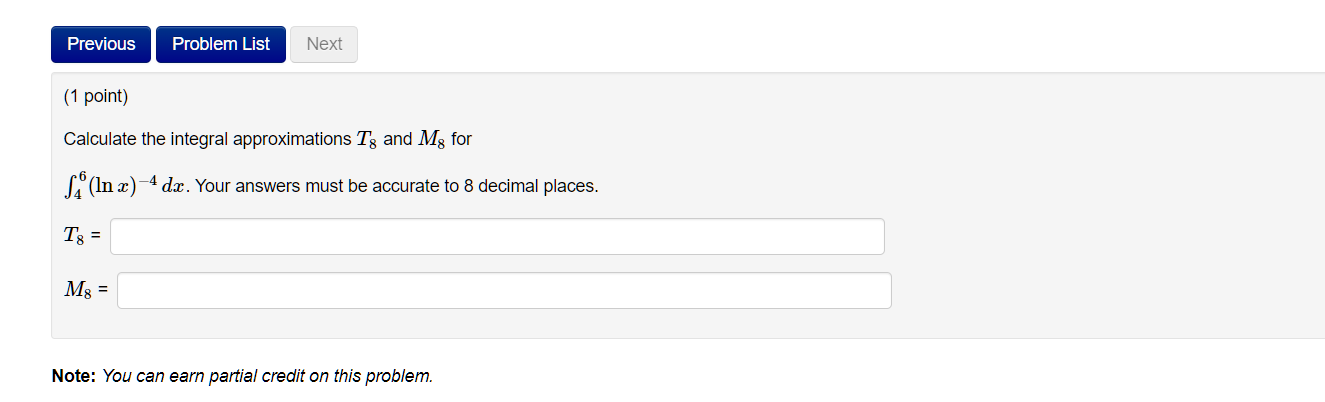 Solved Calculate the integral approximations T8 and M8 for | Chegg.com