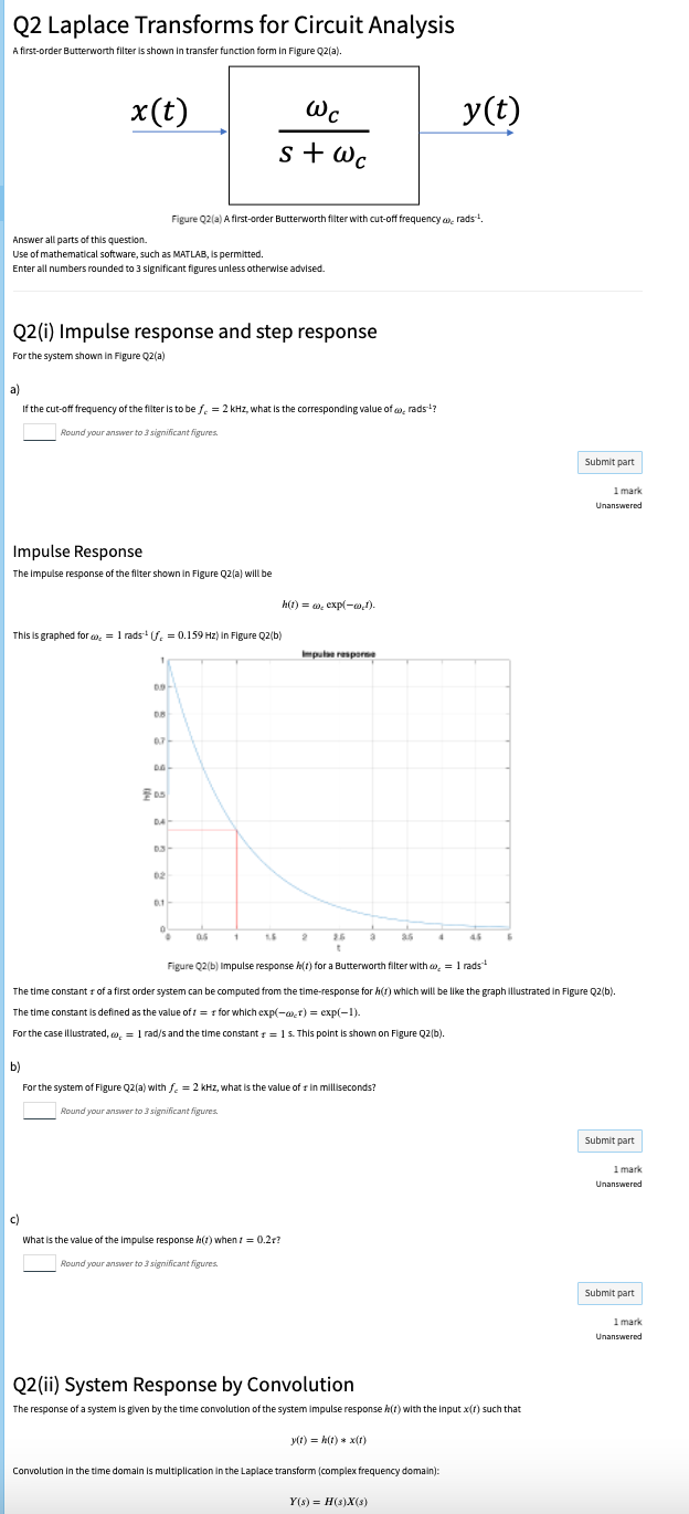 Solved Q2 Laplace Transforms for Circuit Analysis A | Chegg.com