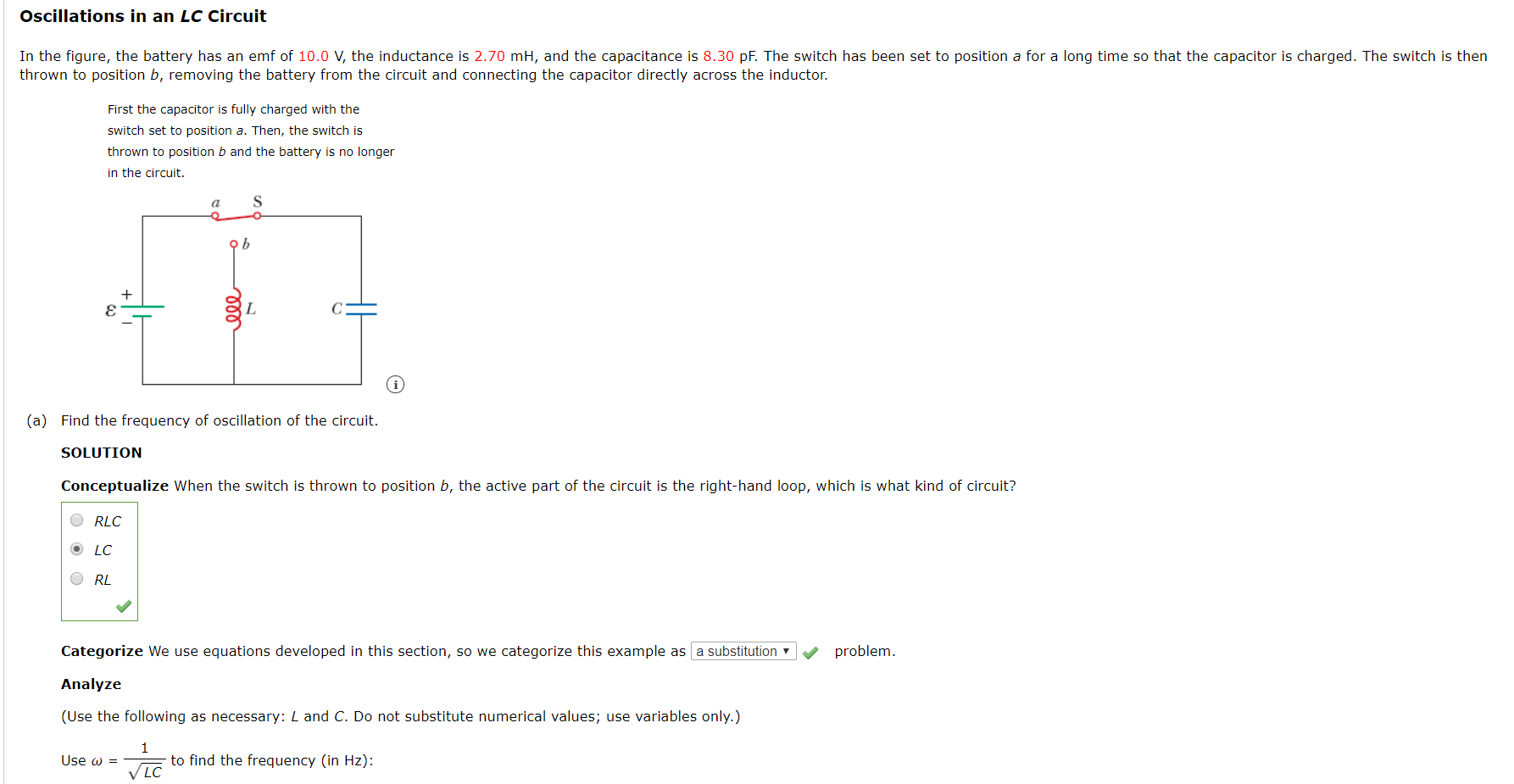 Solved Oscillations in an LC Circuit In the figure, the | Chegg.com