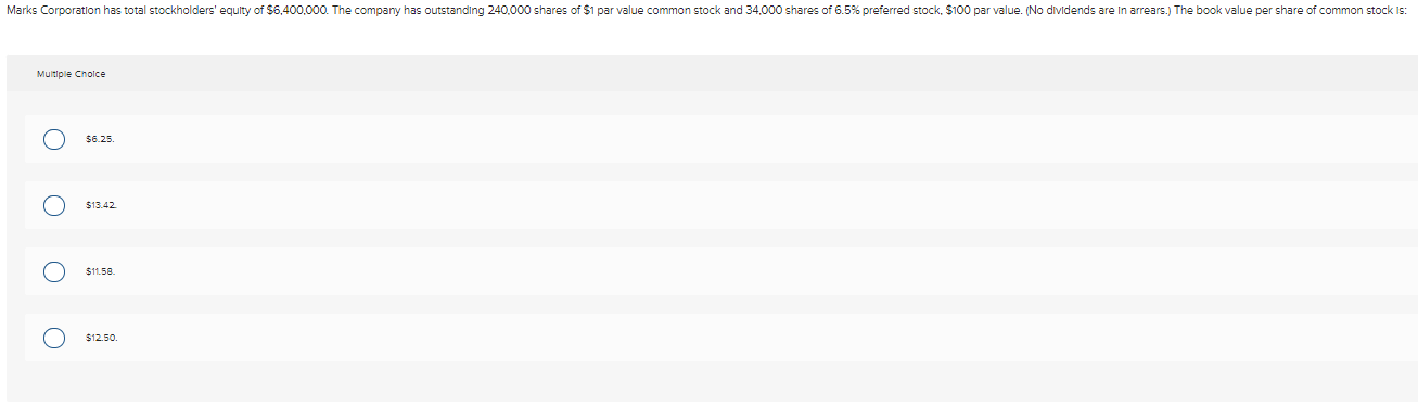 Solved Multiple Choice$6.25.$13.42$11.58.$12.50. | Chegg.com