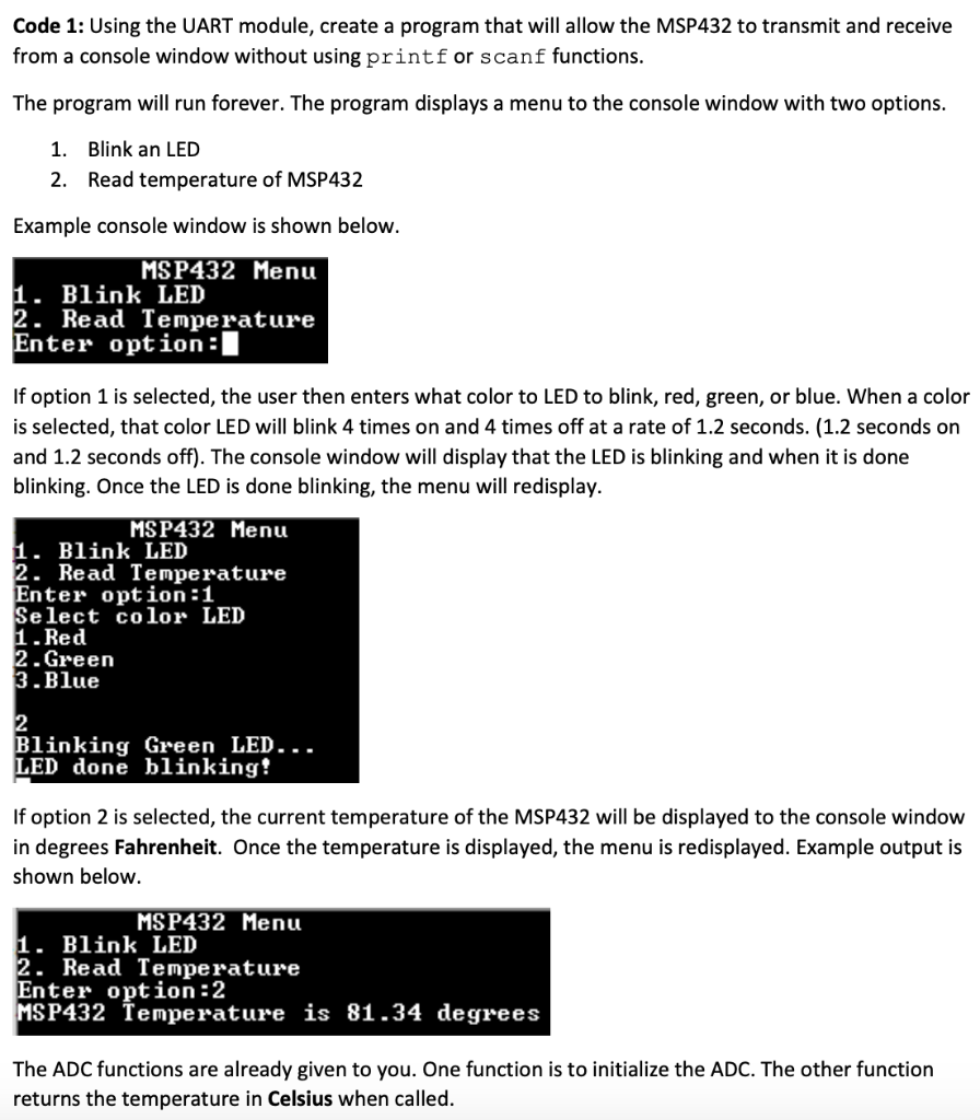 Hello I Am Stuck On This Problem Using A Ti Msp432