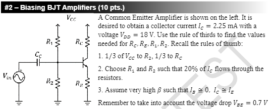 Solved #2 - ﻿Biasing BJT Amplifiers (10 ﻿pts.) | Chegg.com