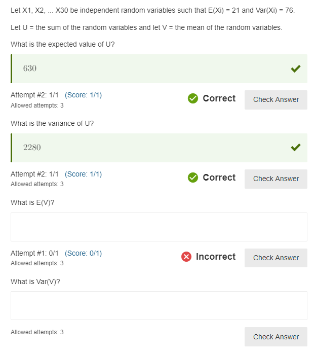 Solved Let X1, X2, ... X30 be independent random variables | Chegg.com