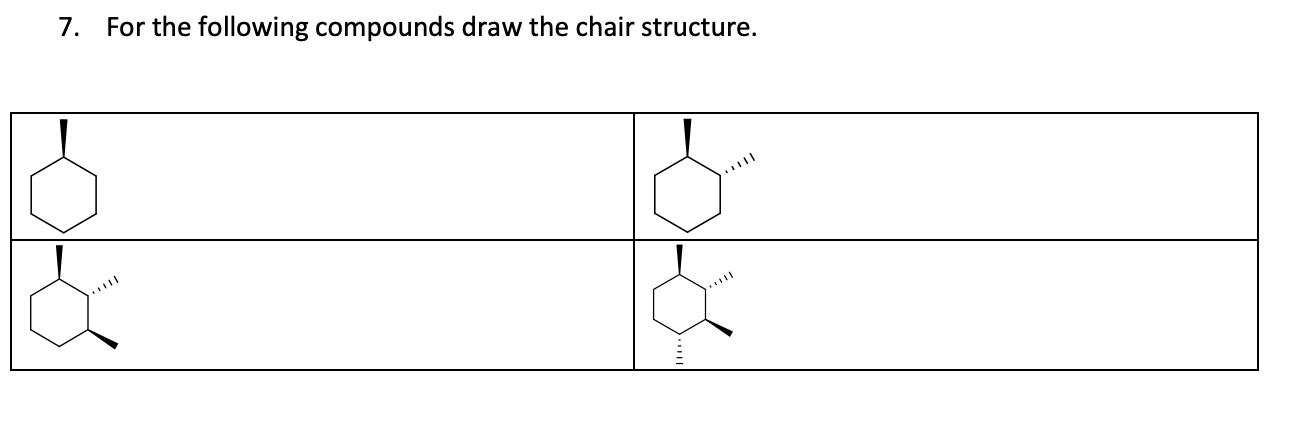 Solved 7. For the following compounds draw the chair | Chegg.com