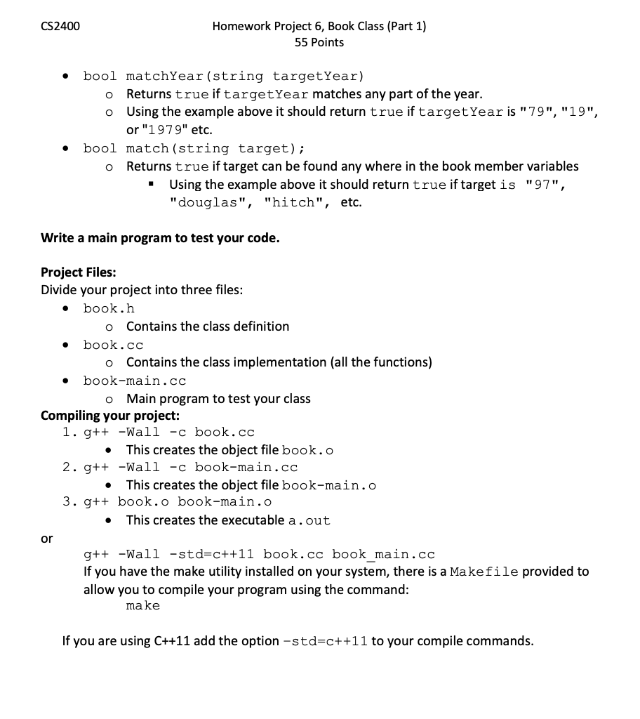 Solved CS2400 Homework Project 6, Book Class (Part 1) 55 | Chegg.com