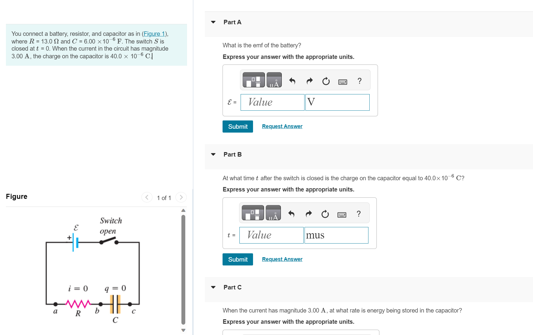 Solved You connect a battery, resistor, and capacitor as in | Chegg.com