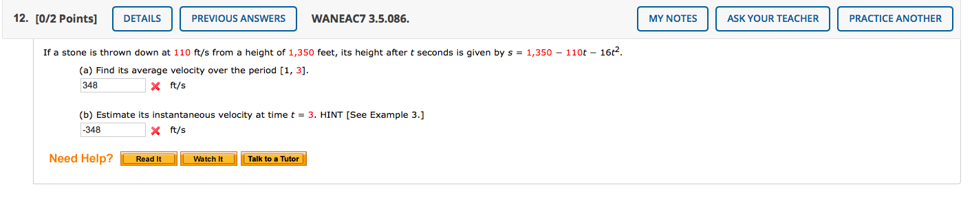 Solved 12. [0/2 points] DETAILS PREVIOUS ANSWERS WANEAC7 | Chegg.com