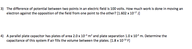 Solved 3) The difference of potential between two points in | Chegg.com