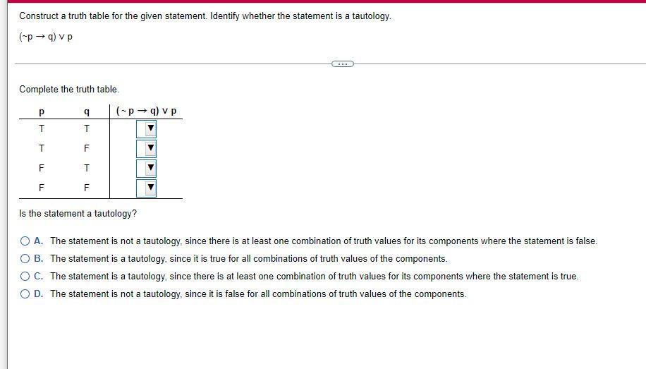 Solved Let p represent a true statement, let q represent a | Chegg.com