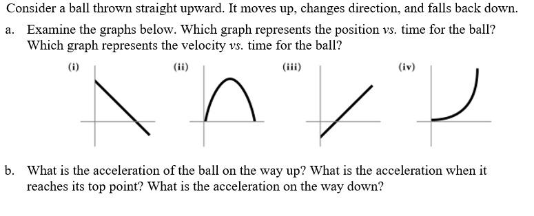 Solved Consider a ball thrown straight upward. It moves up, | Chegg.com