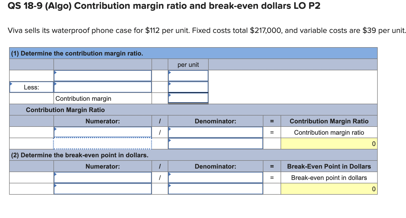 Solved QS 18-9 (Algo) Contribution margin ratio and | Chegg.com