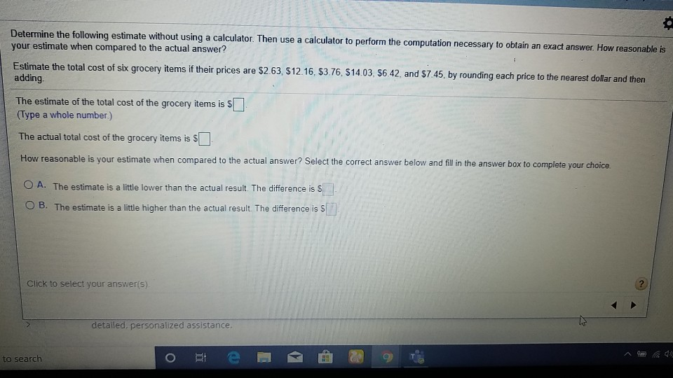 Solved Determine the following estimate without using a | Chegg.com