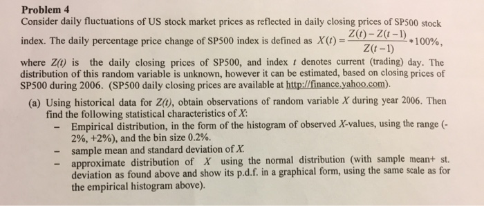 Solved Problem 4 Consider daily fluctuations of US stock | Chegg.com
