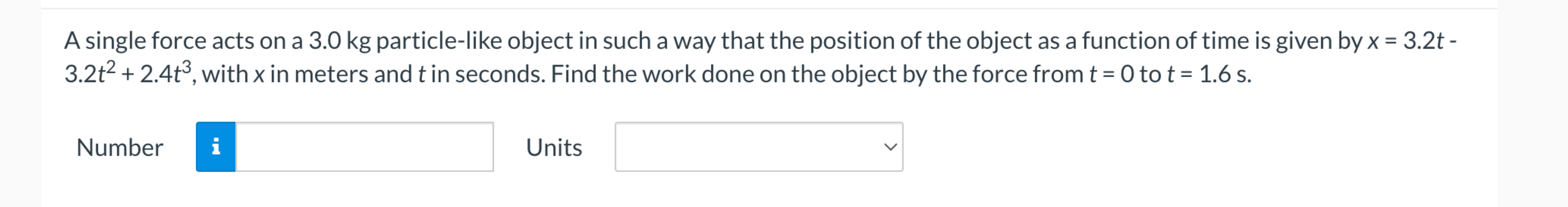 Solved A single force acts on a 3.0kg ﻿particle-like object | Chegg.com