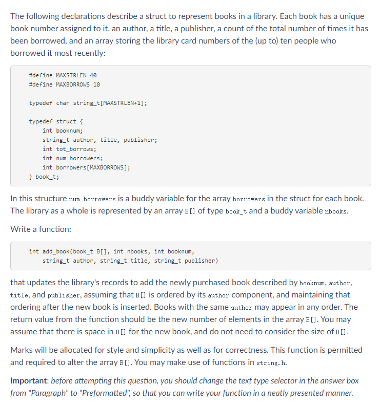 Solved The following declarations describe a struct to | Chegg.com