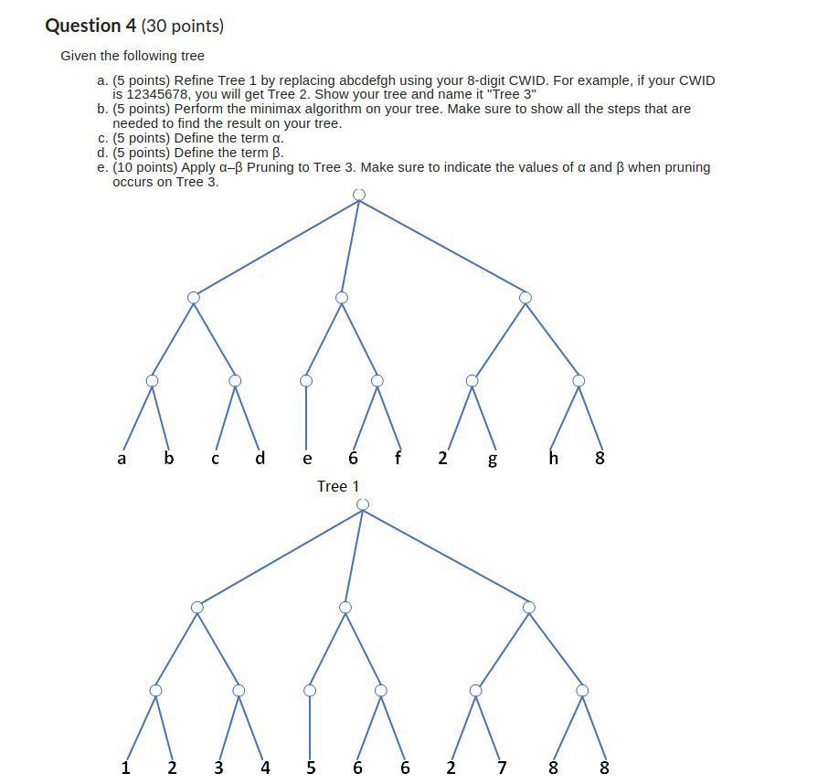 Solved Given the following tree a. (5 points) Refine Tree 1 | Chegg.com