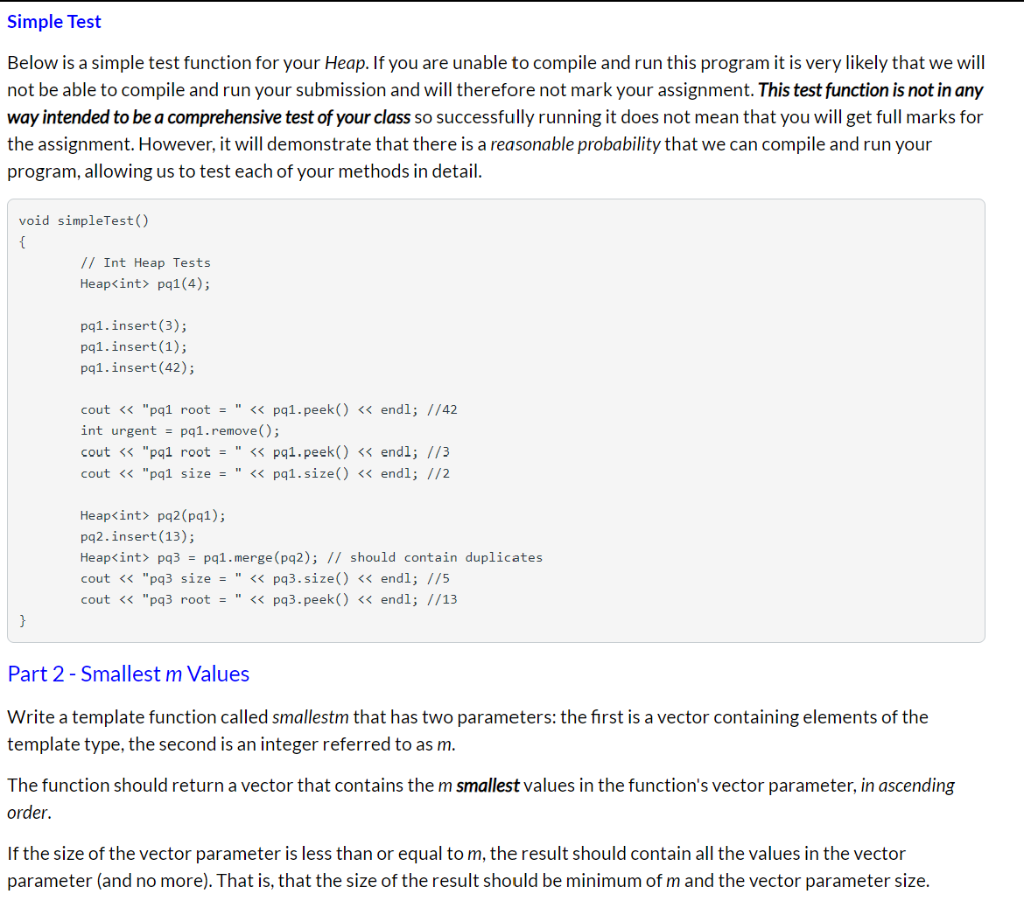 Part 1 Heap Class You Must Implement A Heap 9055